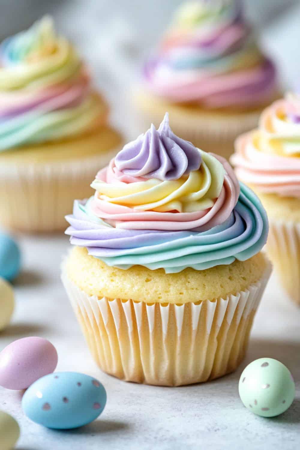 Tasty Rainbow Buttercream Easter Cupcakes